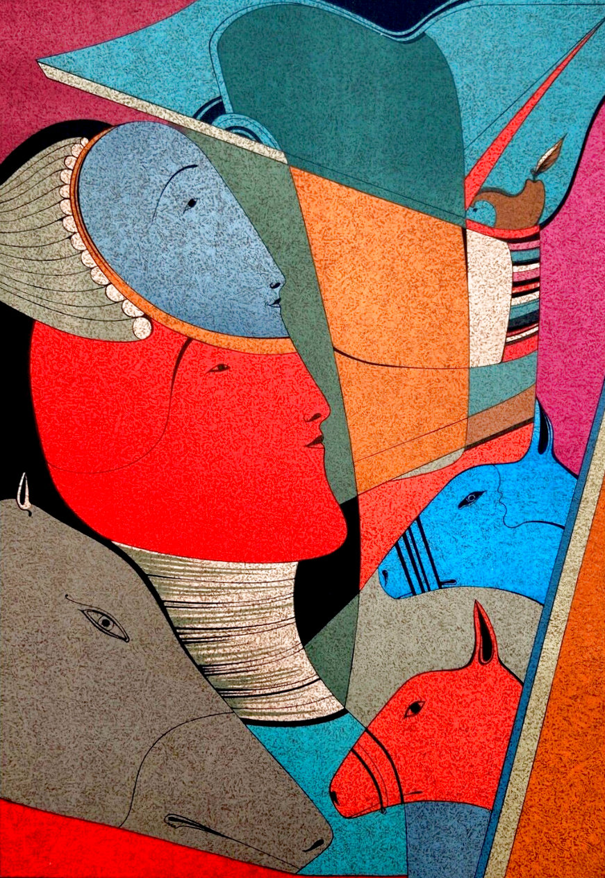 Two Faced Man and Dog 1970 Limited Edition Lithograph by Mihail ...