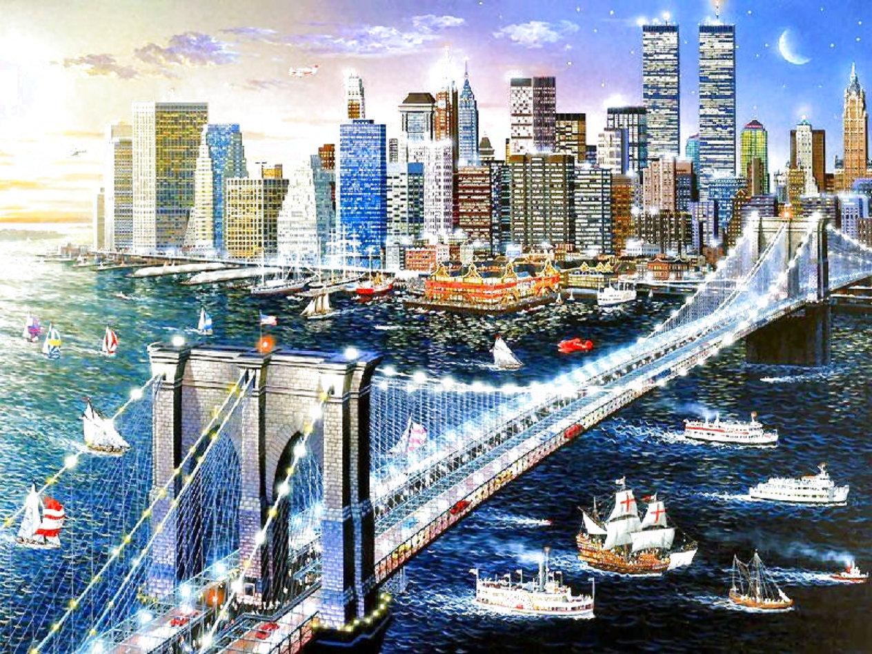Brooklyn Bridge 2002 Seriolithograph 14x20 by Alexander Chen - For Sale on Art Brokerage