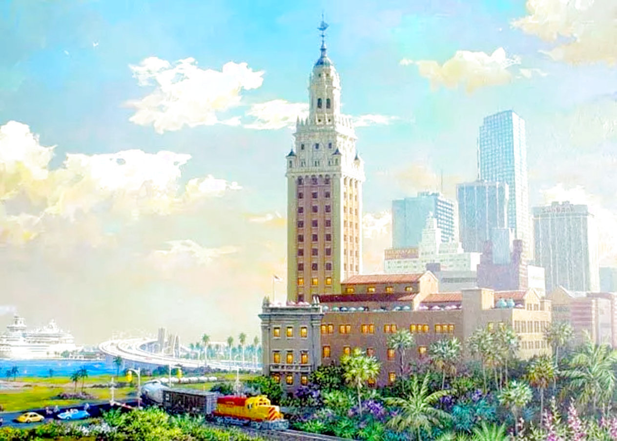 Freedom Tower and Port of Miami 2004 Limited Edition Mixed Media by ...