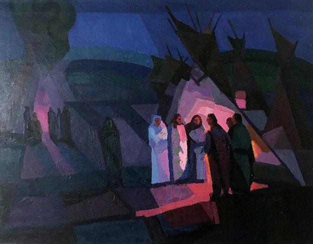 Tribal Elders Two 28x36 by Constantine Cherkas - For Sale on Art Brokerage