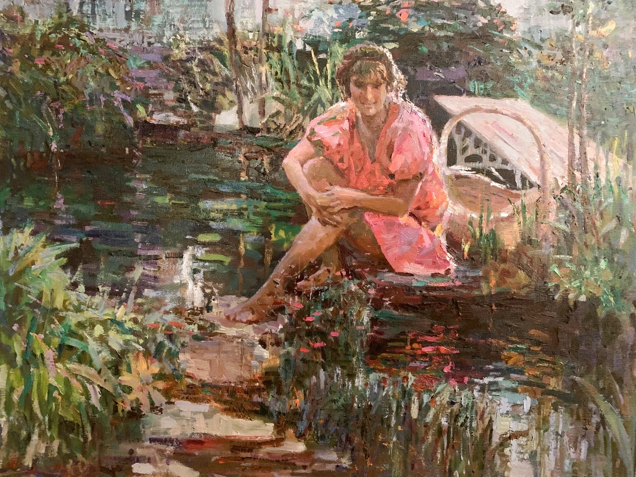 Lau Chun, Girl on Pond , original painting by Lau Chun - For Sale on ...