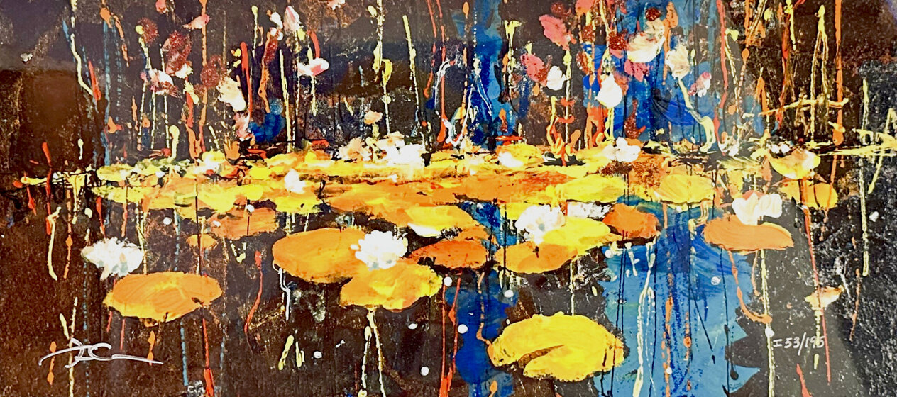 Lily Pond of Light 2018 Limited Edition Embellished Caldograph on Wood ...