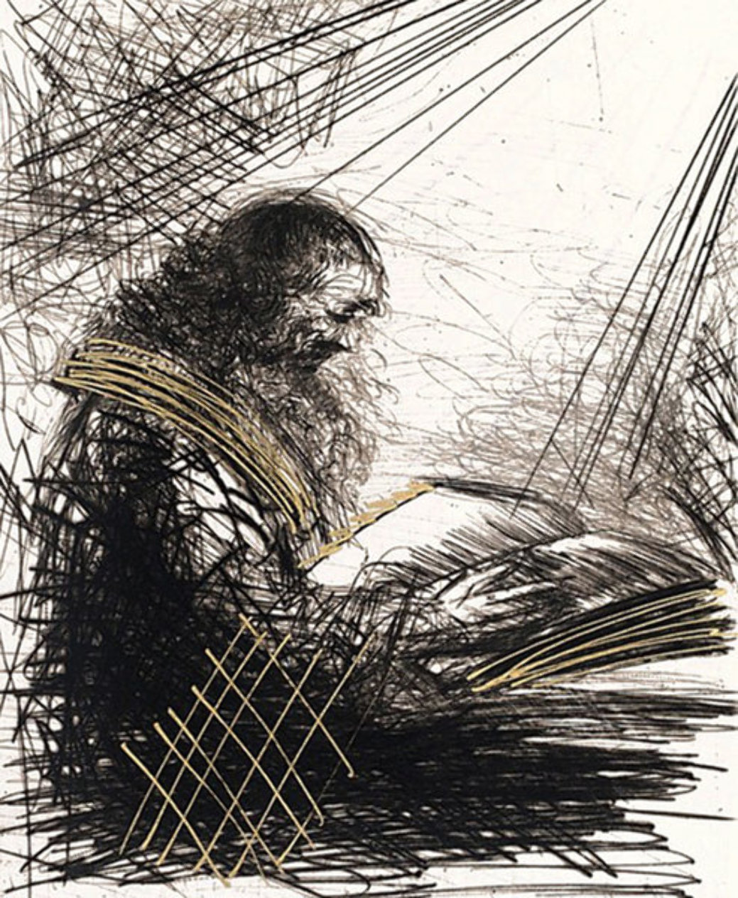 Salvador Dali Faust Vignettes Faust Lisant , etching by Salvador Dali ...