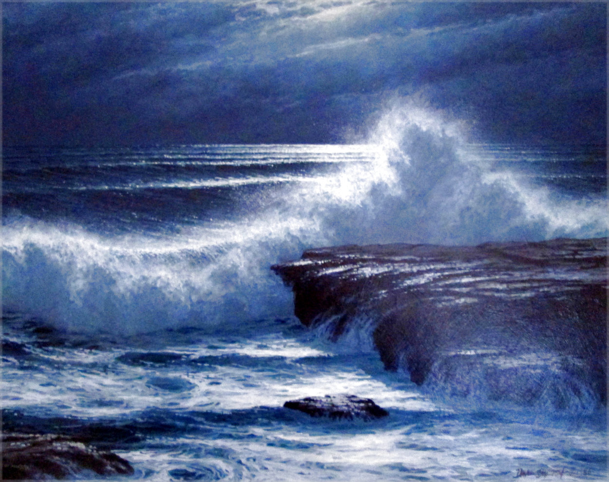 Moonlight and Surf 1980 Oil on Canvas 17x21 by David Dalton