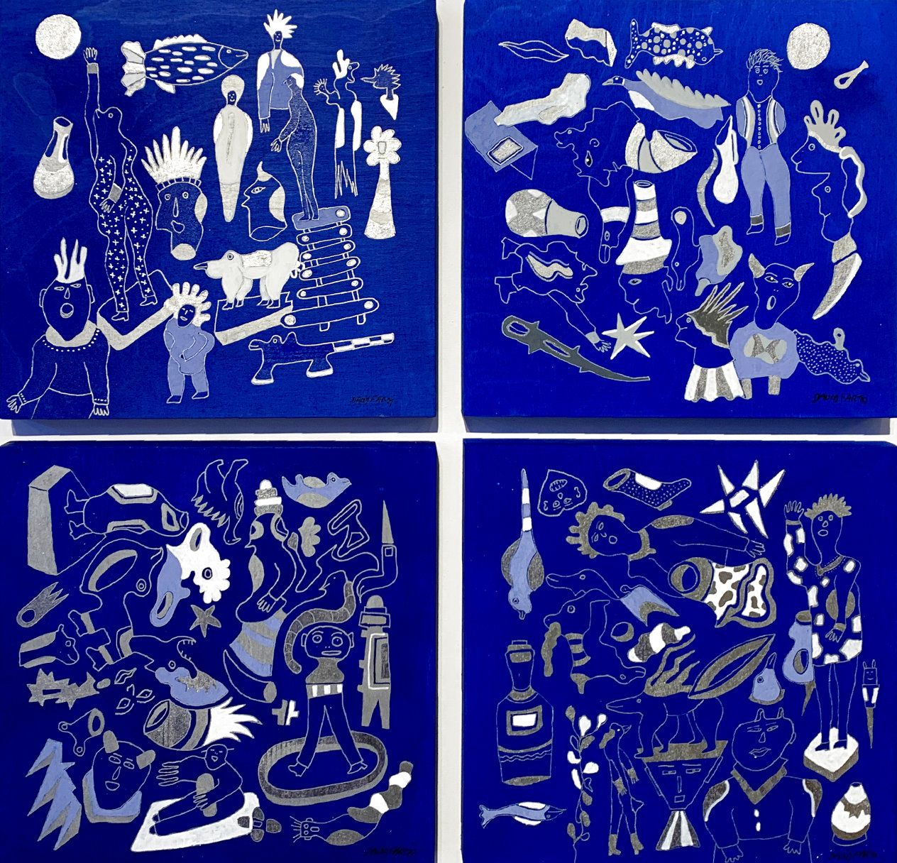 Histoire Sans Fin Quadtych 2024 Oil on Wood w/ Silver by David Farsi ...