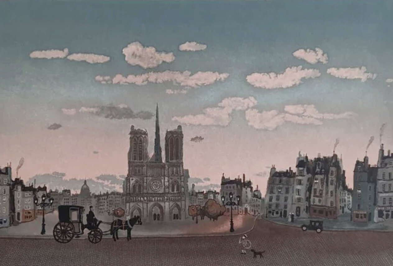 Notre Dame au Crepuscule 1982 Limited Edition Lithograph by Michel ...