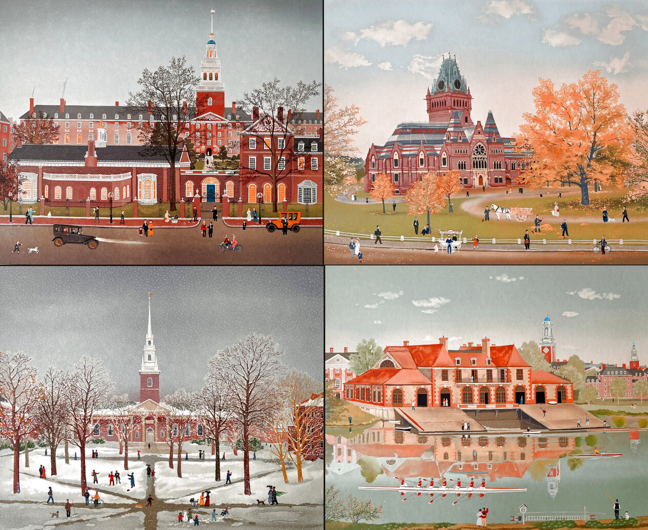 Harvard Suite of Four w/ Portfolio 1986 Limited Edition Serigraphs ...