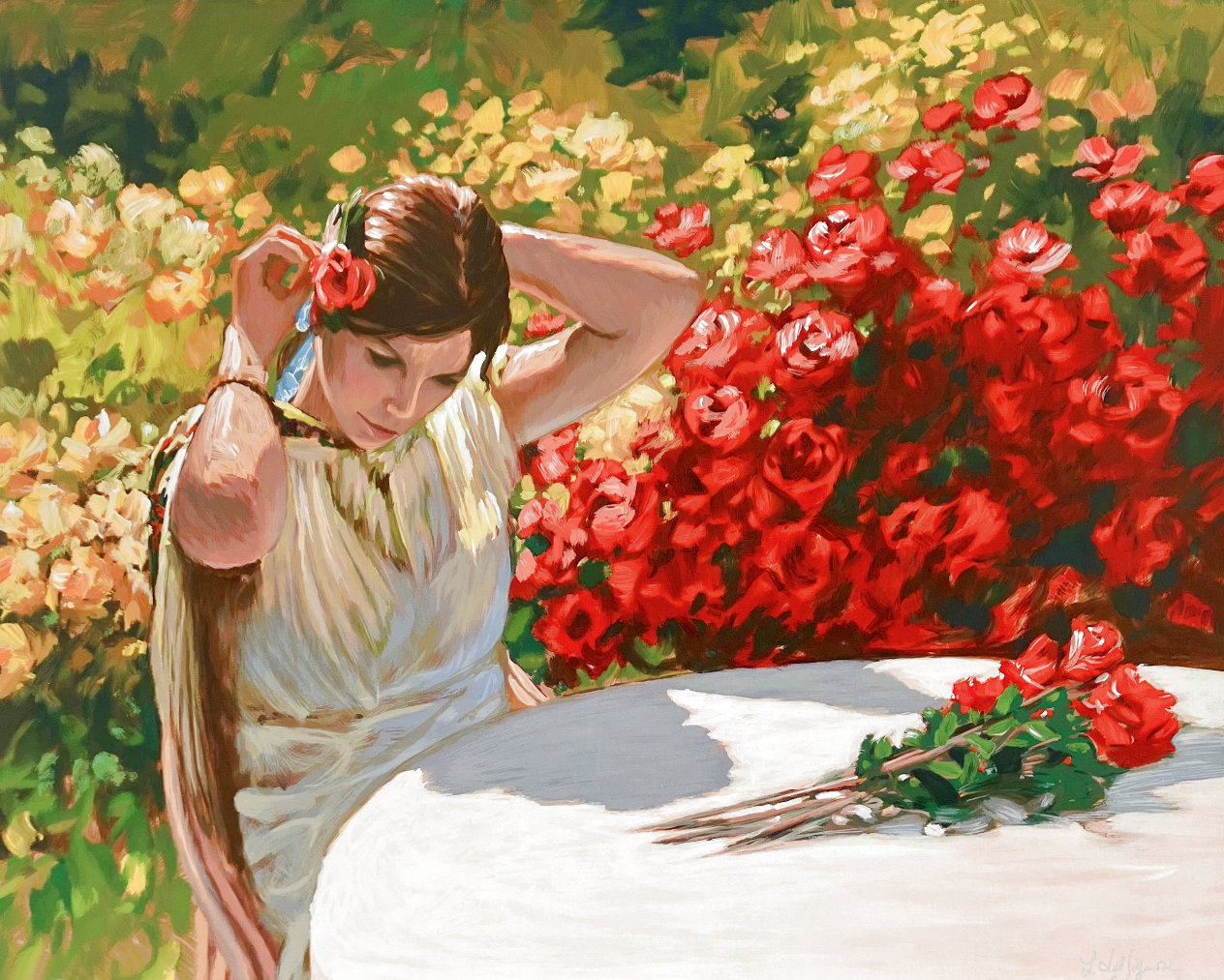 Une Rose Dans Les Cheveux 2001 Limited Edition Serigraph by Littorio ...