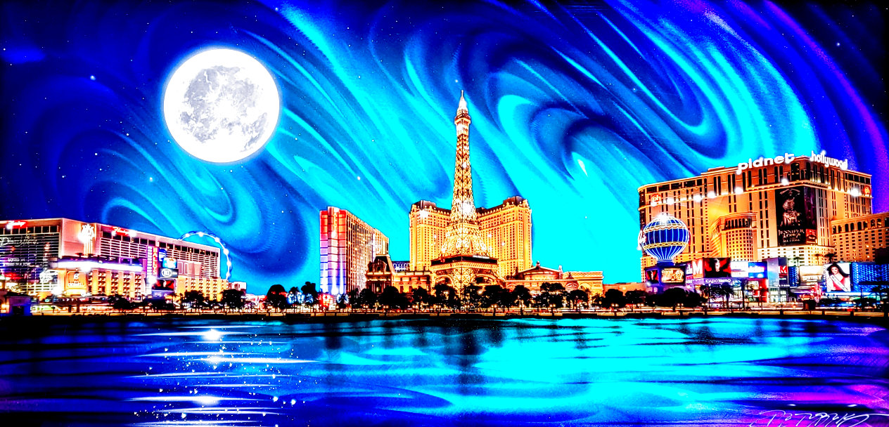 Epic Night in Vegas Mixed Media on Metal 20x40 by Chris DeRubeis - For ...