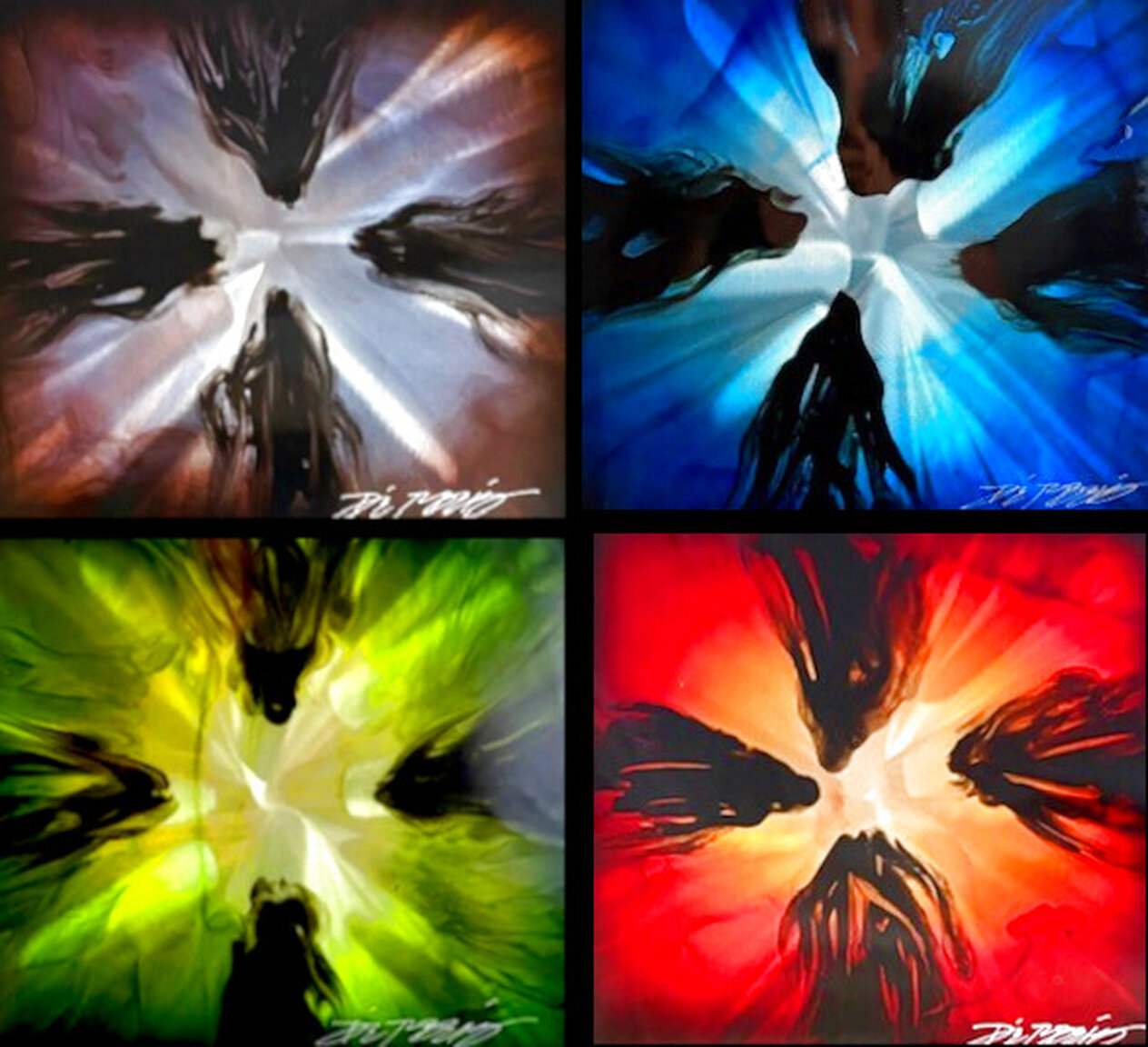 Mini Burst Suite of 4 Unique 2015 Mixed Media on Aluminum by Chris ...