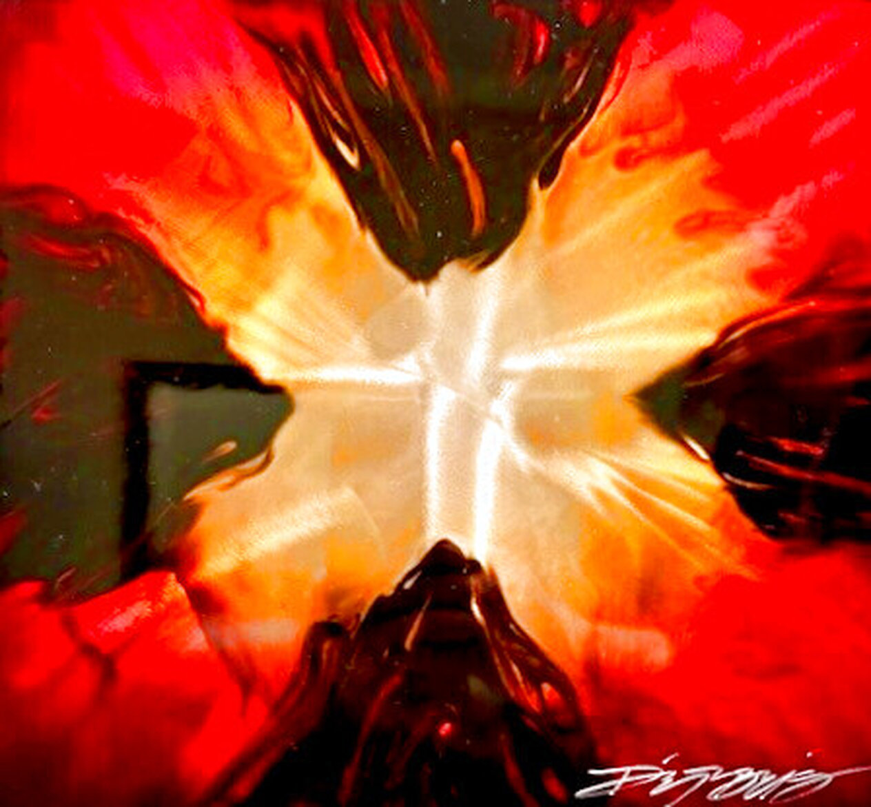 Mini Burst: Red Unique 2015 Framed Mixed Media on Aluminum by Chris ...