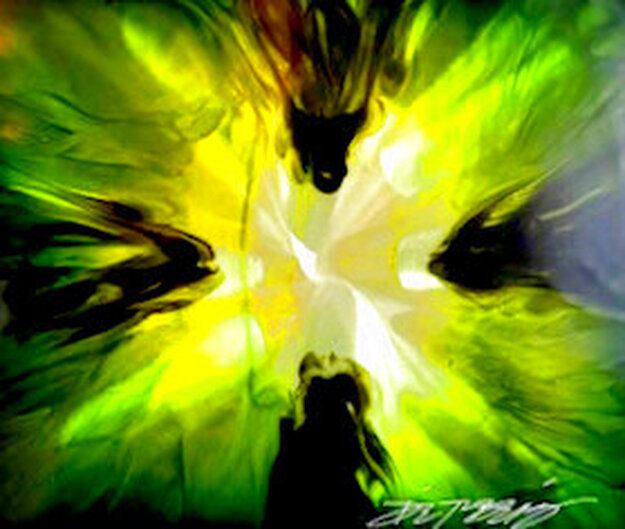 Mini Burst Green Unique 2015 Framed Mixed Media on Aluminum by Chris ...