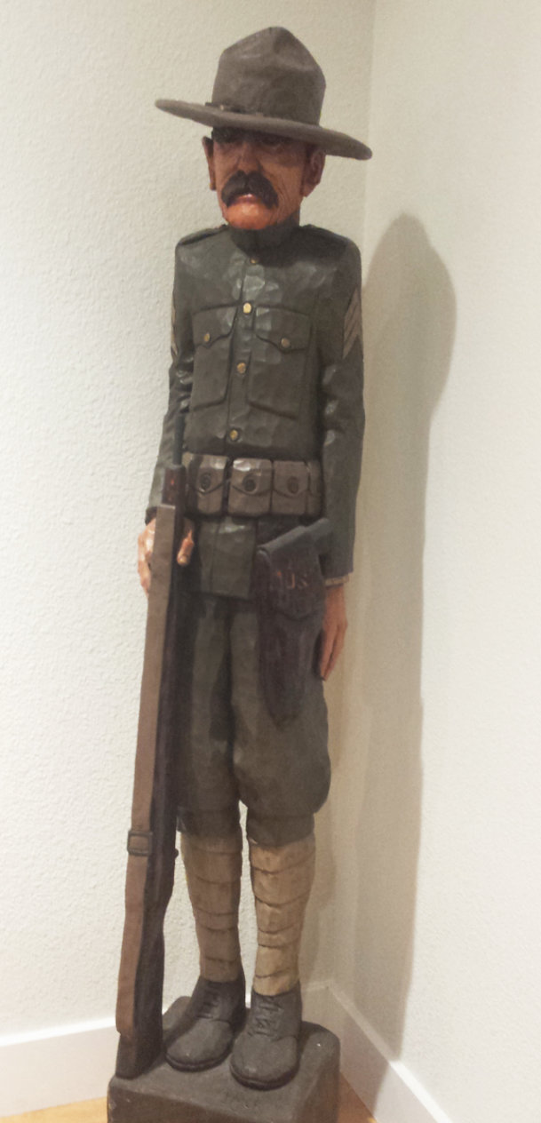 World War I Doughboy Unique Carved Basswood Sculpture 66 in by Jack ...