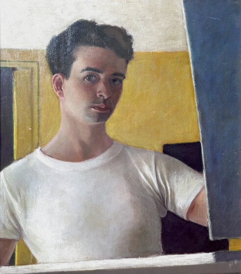 Untitled Portrait w/ Abstract on Verso Oil on Wood by Don Edelman - For ...