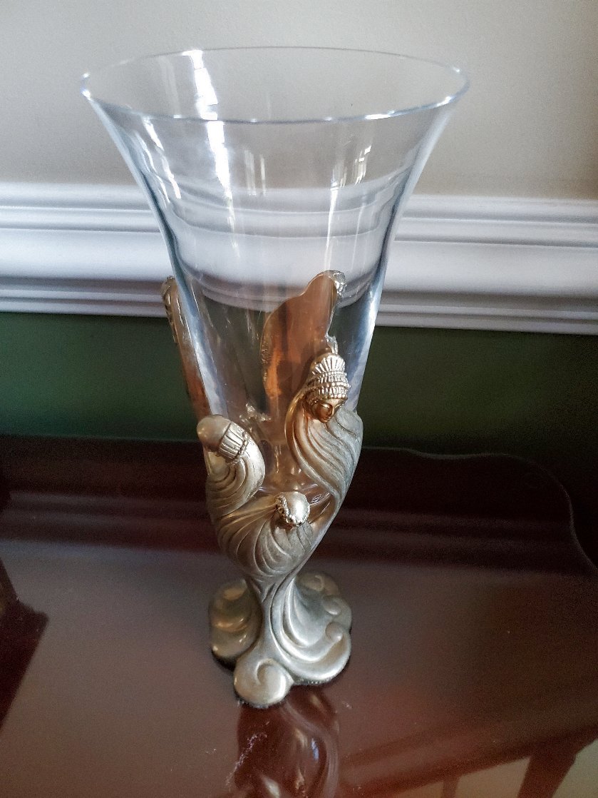 Erte, Visage De Femme Bronze and Crystal Glass Sculpture, 1987 by Erte