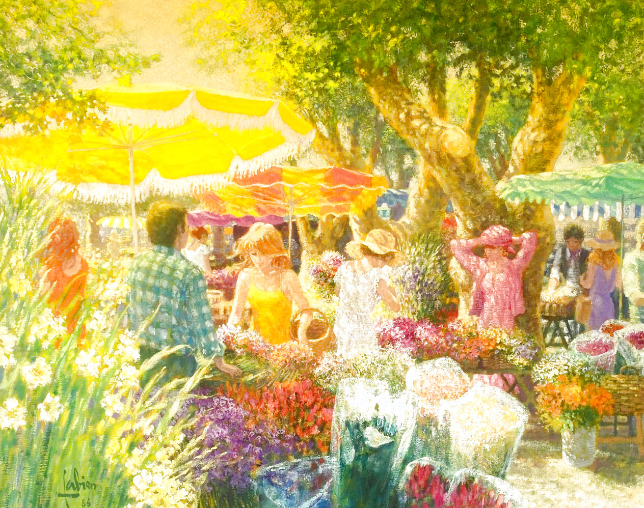La Fleuriste Du Marche De St. Topez 1984 Oil on Canvas 52x52 by Louis ...