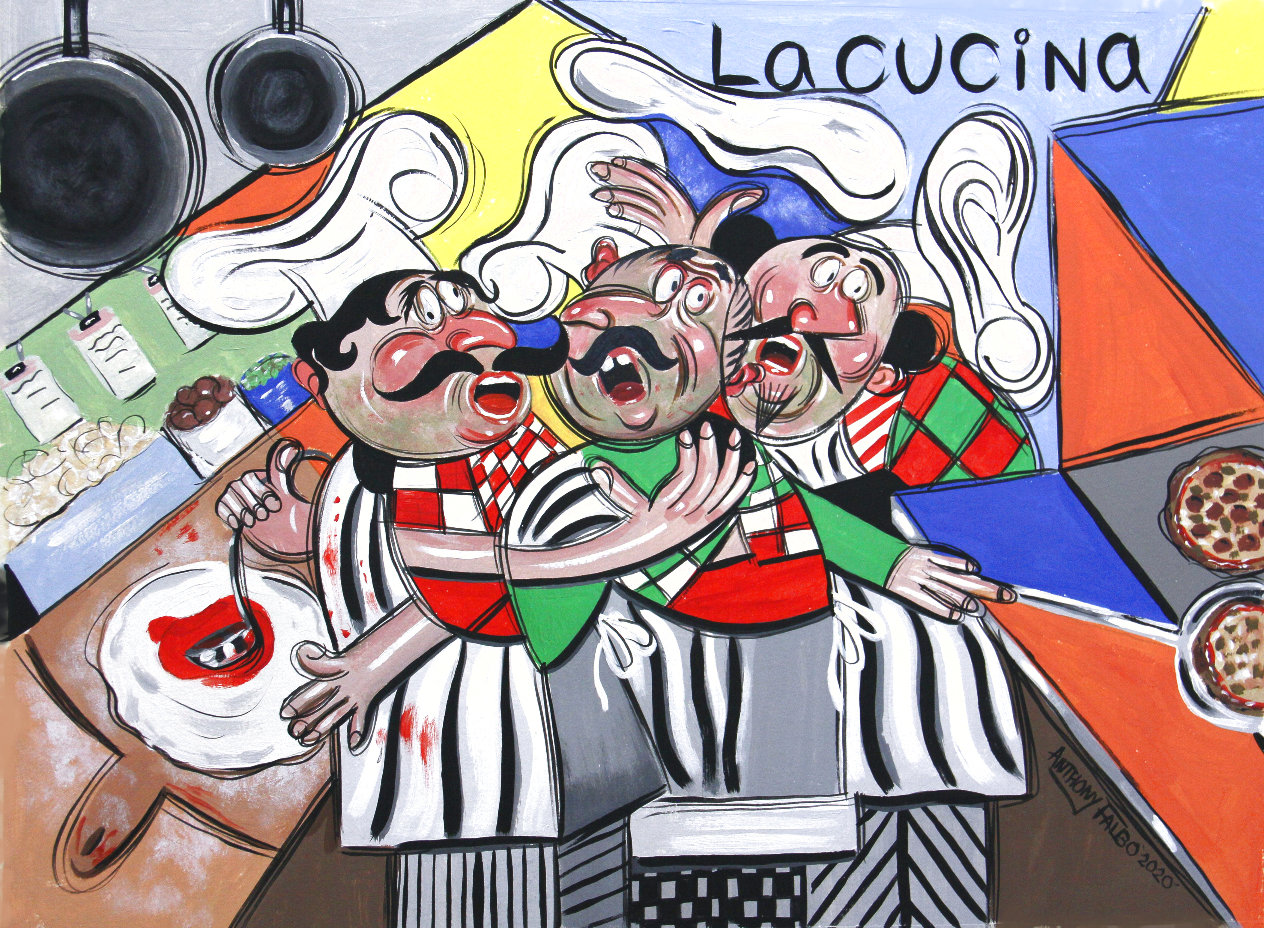 Singing Pizza Chefs 2020 Acrylic 18x24 by Anthony Falbo - For Sale on ...