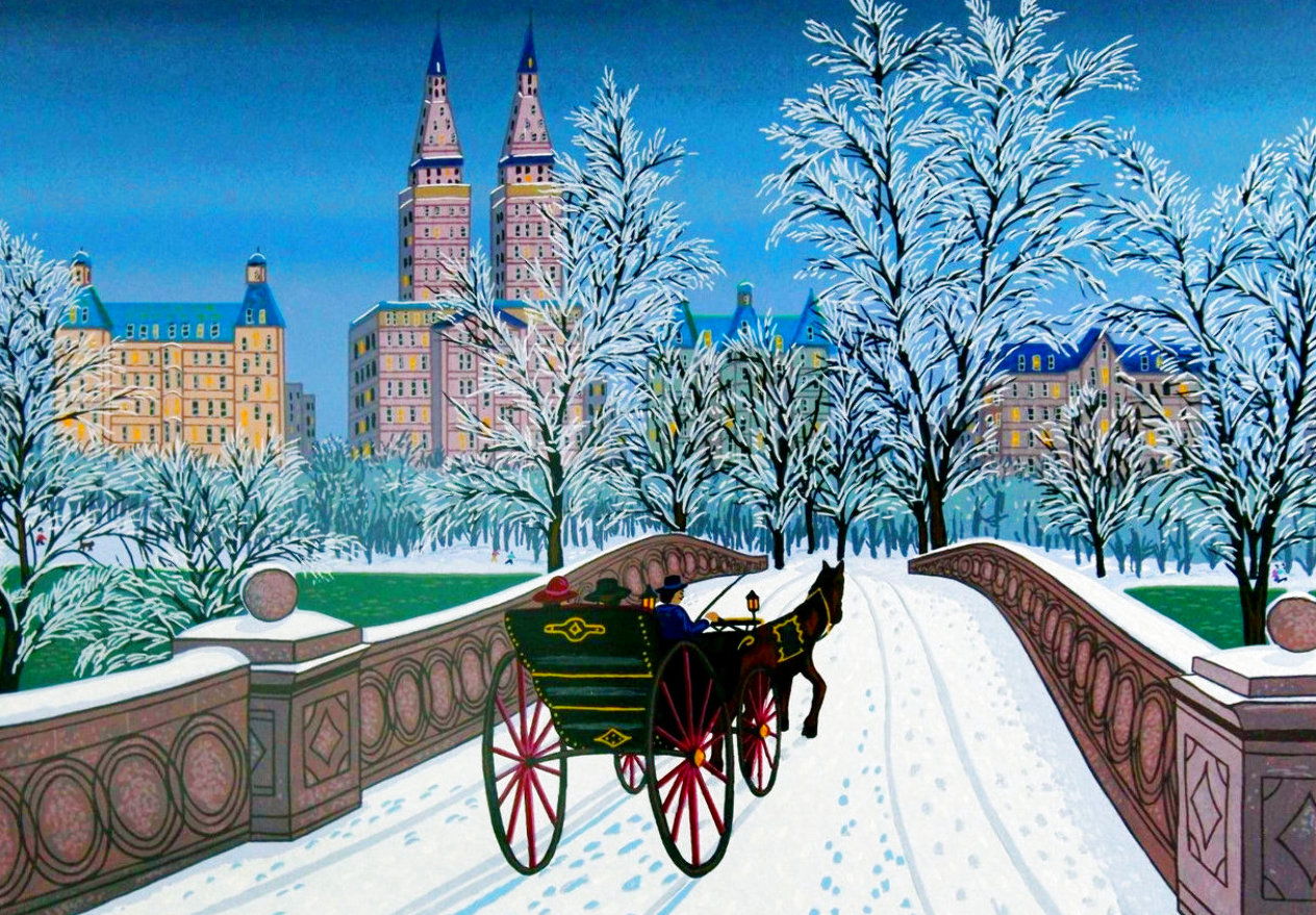 Romantic Promenade 1988 Embellished Serigraph 11x16 by Fanch Ledan ...