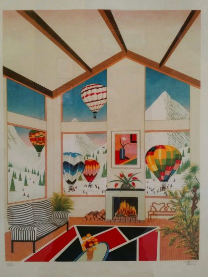 Aspen Chalet 1991 Lithograph 19x16 by Fanch Ledan