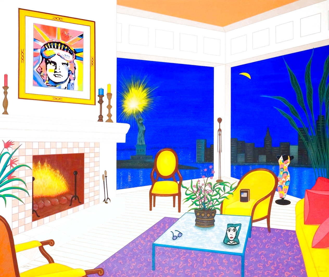 Interior with Liberty Limited Edition Serigraph by Fanch Ledan - For ...