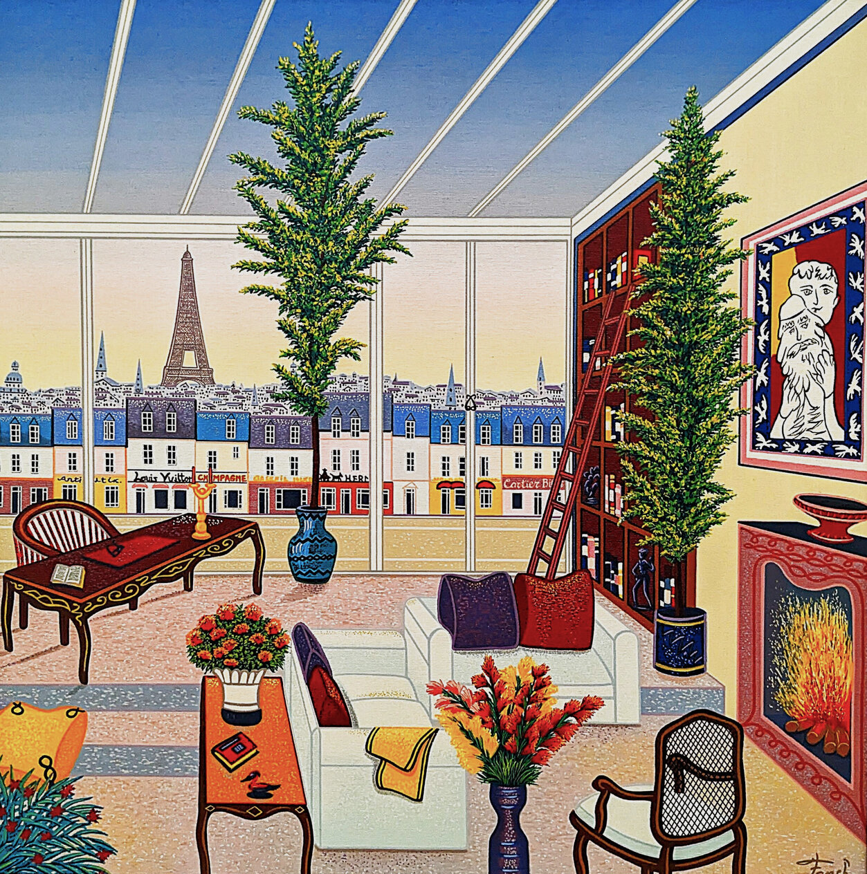 Salon Parisien 2002 Limited Edition Embellished Serigraph on Canvas by ...