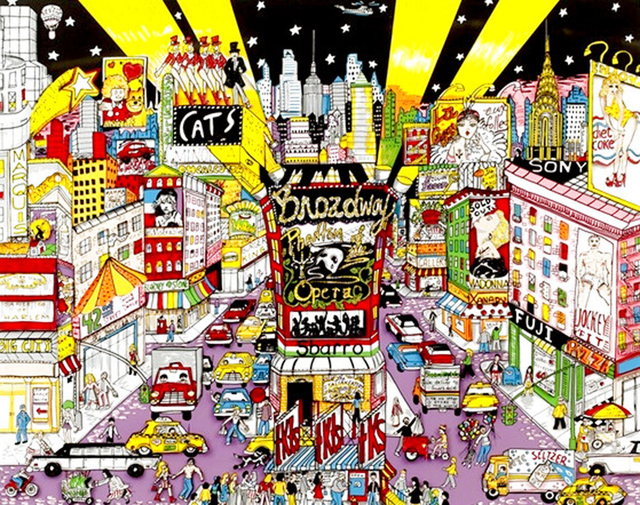 Night on Broadway 1989 Framed Limited Edition 3-D Serigraph 26x38 by ...