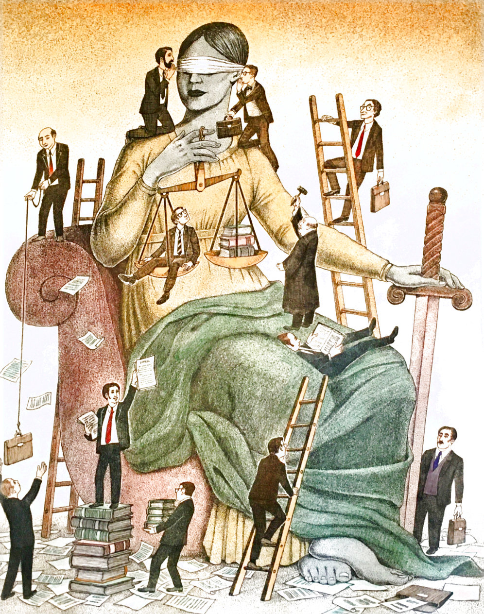 Beleaguered Justice Hand Colored Etching 20x16 by Curt Frankenstein ...