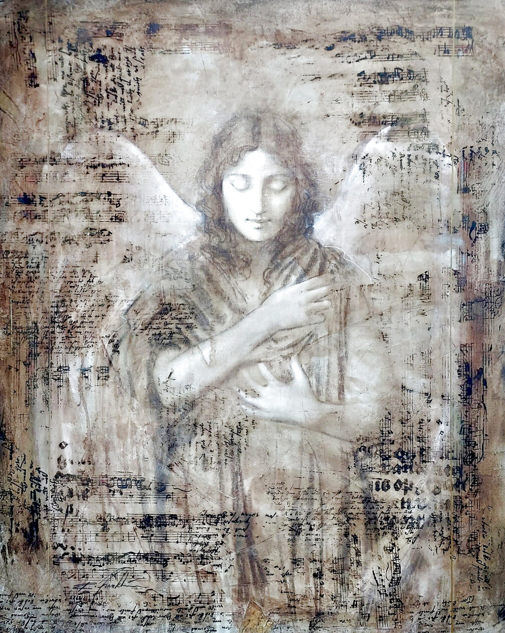 Untiled Angel Portrait Framed Oil on Canvas 43x33 by Richard Franklin ...