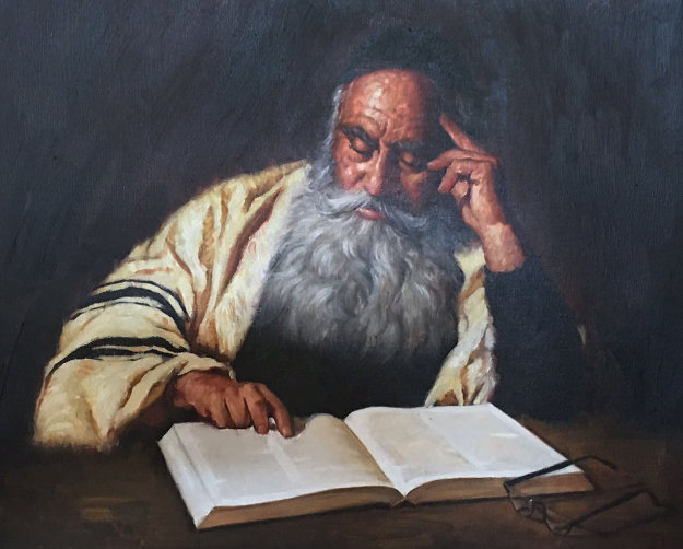 Rabbi Reading 1970 20x24 by Kenneth M. Freeman - For Sale on Art Brokerage