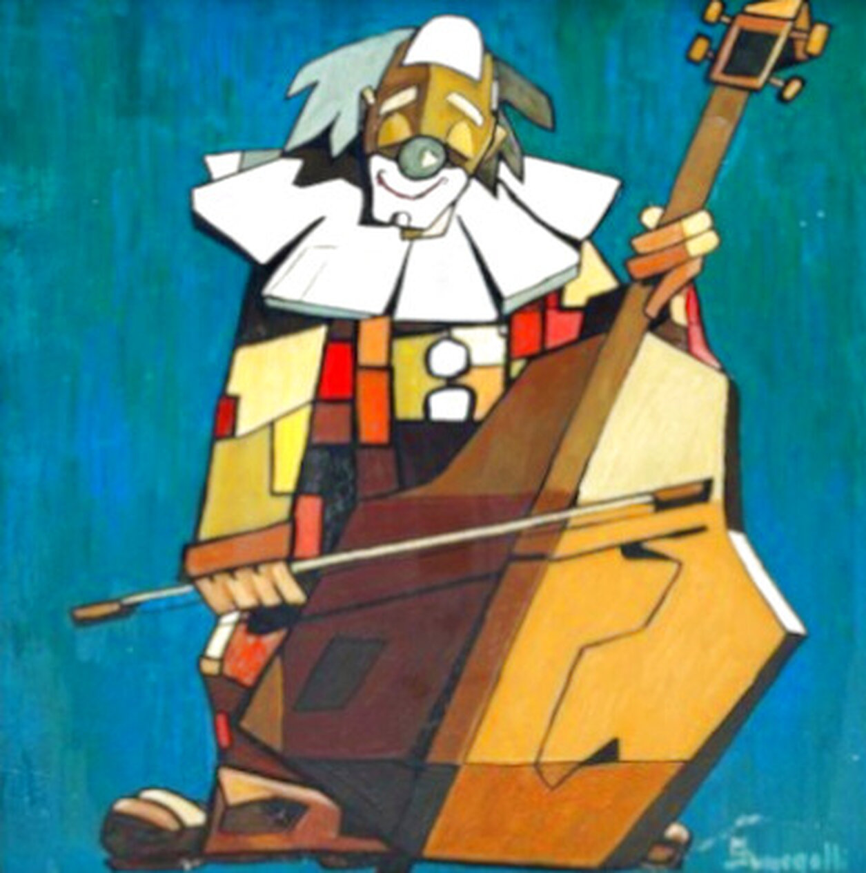 Untitled Clown Musician 1969 Oil on Canvas by Luigi Fumagalli - For ...