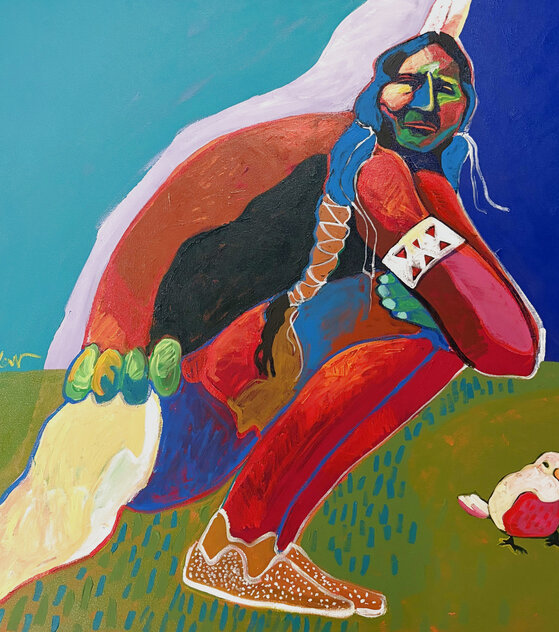 Taos Medicine Man 1993 Framed Acrylic on Canvas 30x46 by Malcolm Furlow ...