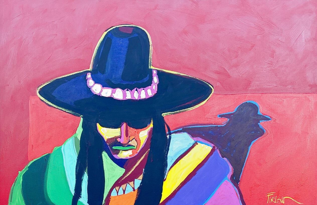 Taos Medicine Man 1993 Framed Acrylic on Canvas 30x46 by Malcolm Furlow ...