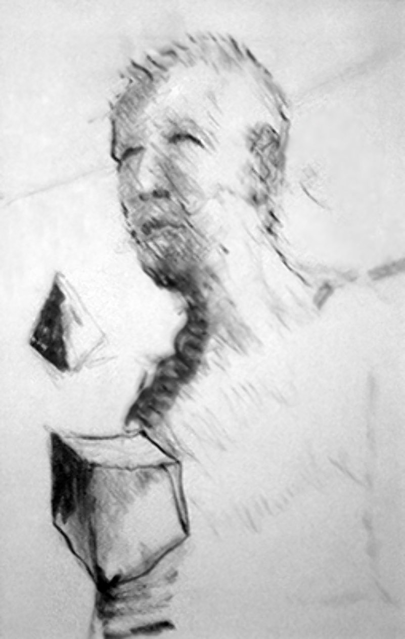 Man with Pyramid Drawing 8x6 by Jerry Garcia - For Sale on Art Brokerage