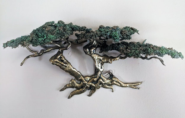 Large Cypress Tree Bronze Sculpture 1991 34 in by Danny Garcia