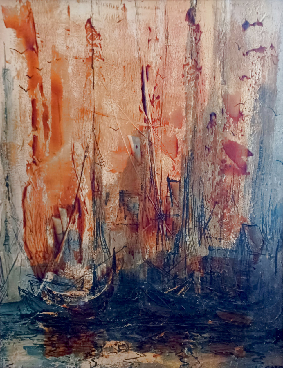 Tall Masts 1967 Oil on Canvas by Danny Garcia - For Sale on Art Brokerage