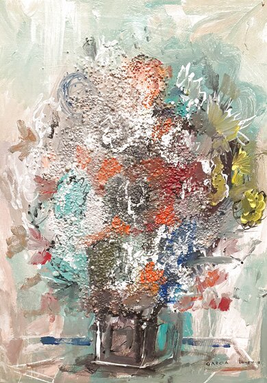 Untitled Floral 1964 30x25 - Acrylic on Board by Danny Garcia - For ...