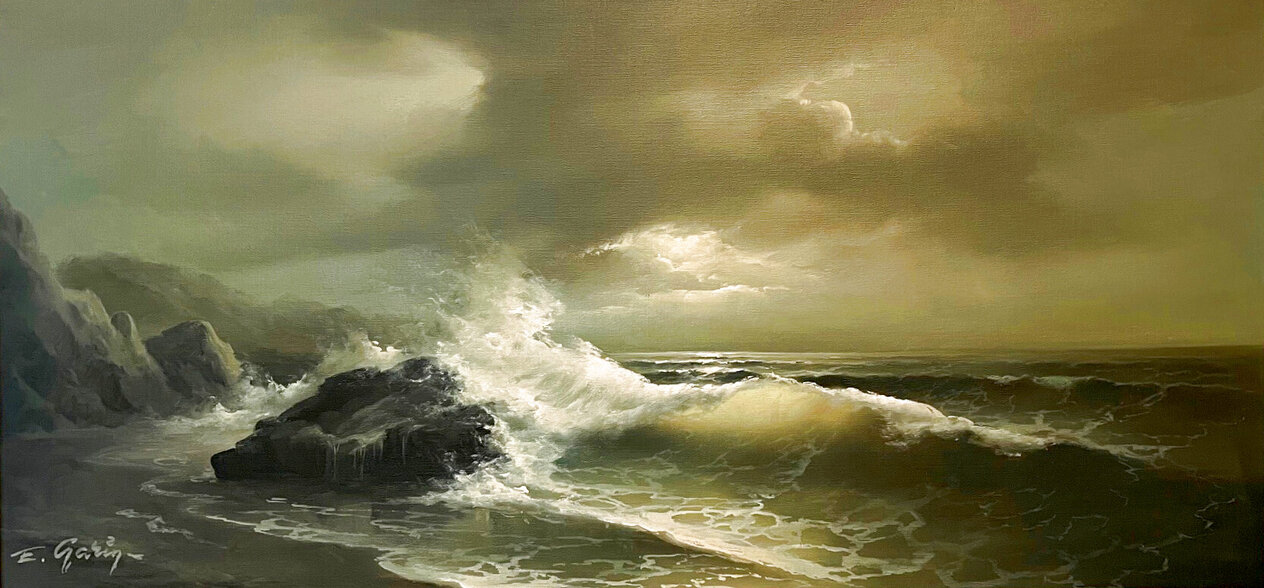 Untitled Seascape Oil on Canvas by Eugene Garin - For Sale on Art Brokerage