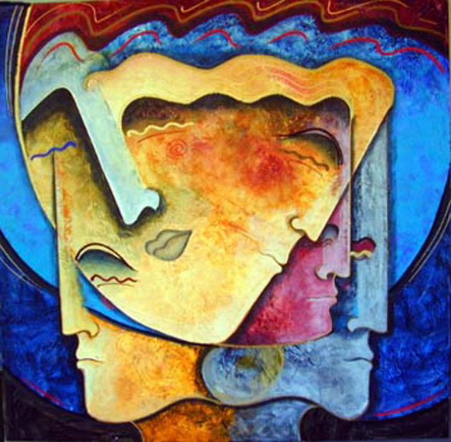 Faces of Man Acrylic on Canvas 60x60 by Gaylord Soli (Gaylord)