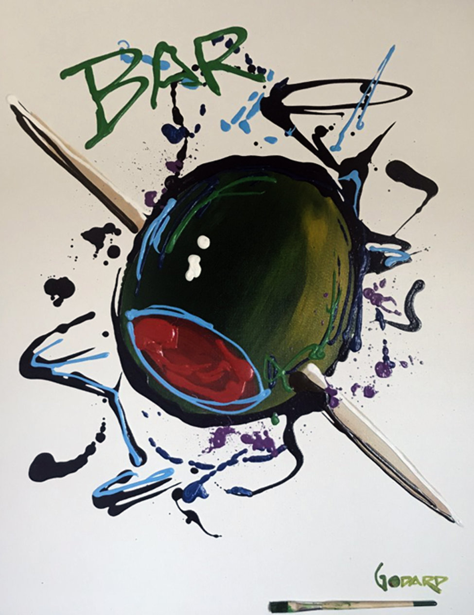 Olive With Toothpick (White) 2006 36x42 Huge by Michael Godard - For ...
