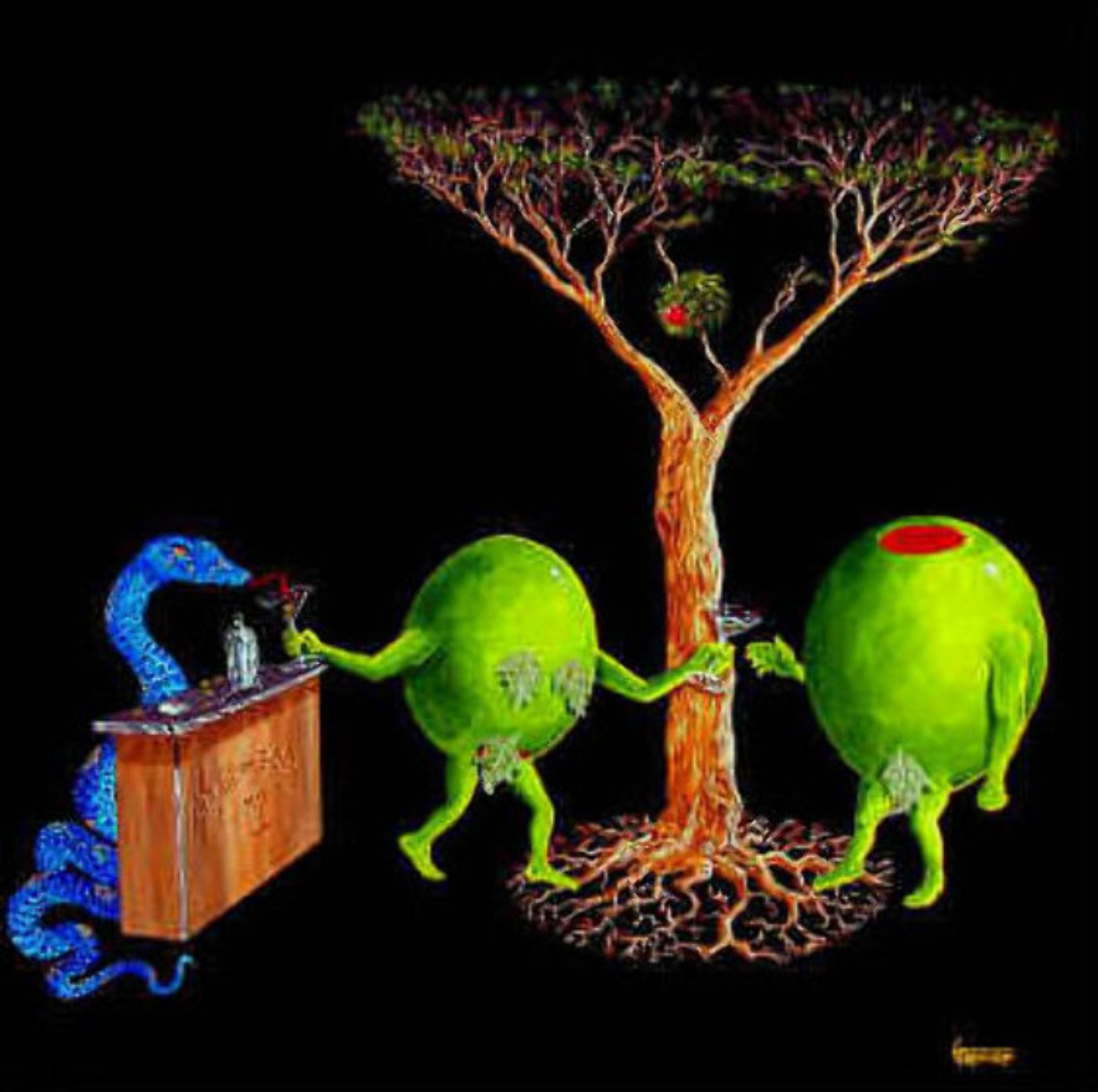 michael godard artwork , martini humor, olives, giclee print by Michael ...