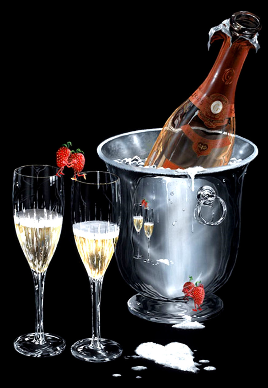 Champagne Kiss 2003 Giclee on Canvas 1/26/20hr by Michael Godard