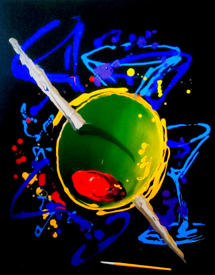 Olive with Toothpick Black 2006 24x30 by Michael Godard