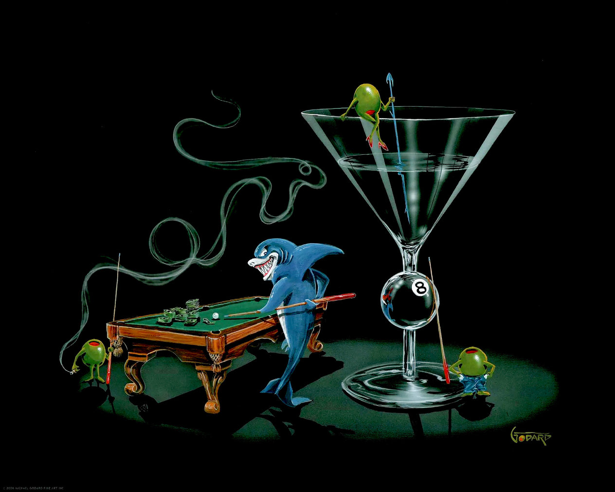 Pool Shark 2 2005 Giclee on Canvas 18x22 by Michael Godard - For Sale ...
