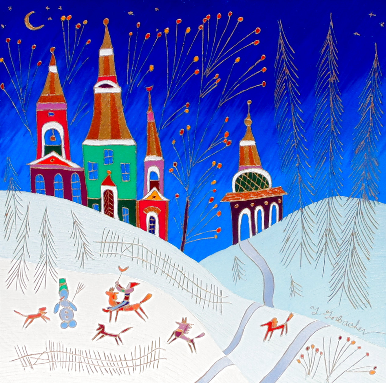 Moonlight Cathedrals Oil on Canvas by Yuri Gorbachev - For Sale on Art ...