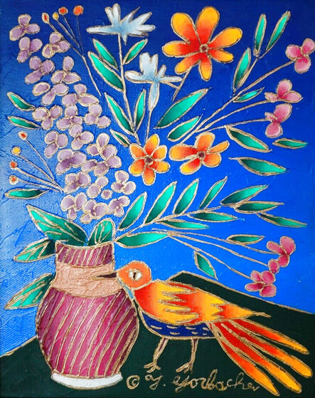 Still Life with Bird 1994 Framed Oil on Canvas 9x8 by Yuri Gorbachev ...