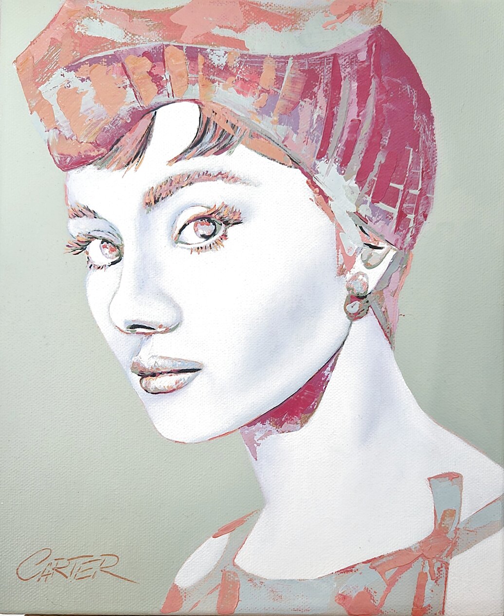 Audrey Hepburn 2022 Oil on Canvas by Gordon Carter - For Sale on Art ...