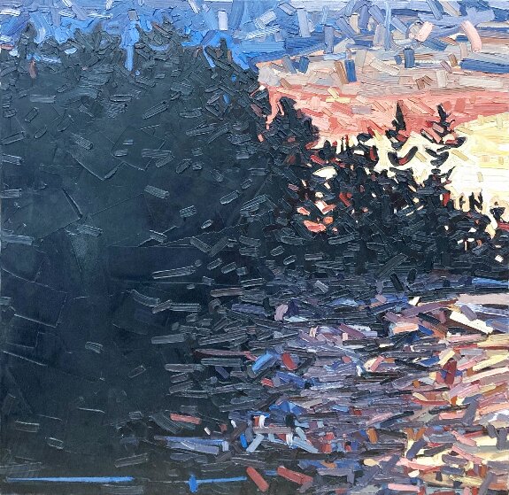 Late Lake 1 Oil on Canvas by David Grieve - For Sale on Art Brokerage