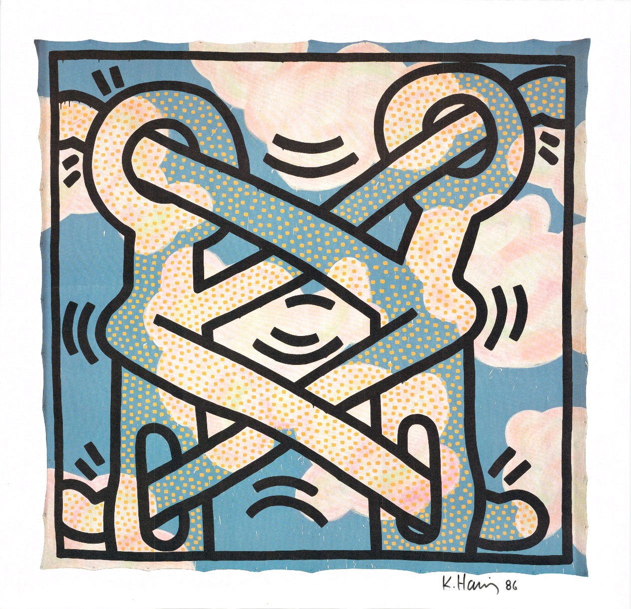 Art Attack on Aids 1986 Lithograph 26x27 by Keith Haring - For Sale on ...