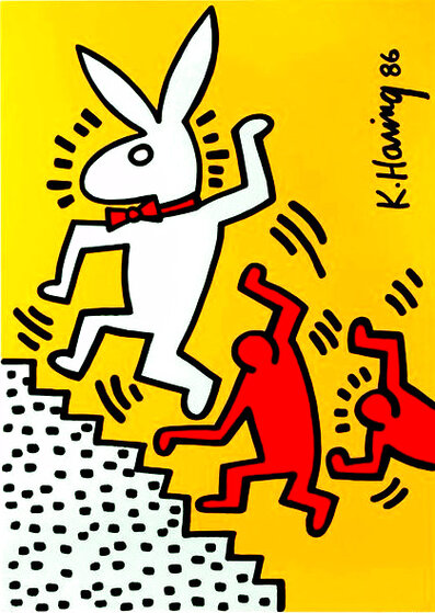 Bunny on the Run 1986 Serigraph 35x23 by Keith Haring - For Sale on Art ...