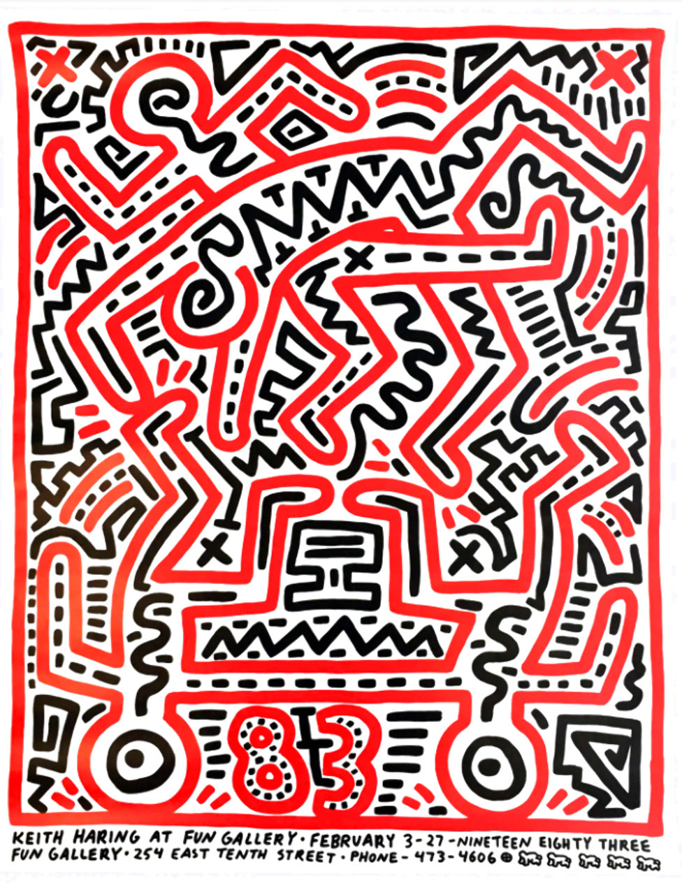Keith Haring at Fun Gallery Exhibition Poster 1983 Offset Lithograph by ...